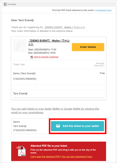 Add tickets to Apple Wallet or Google Wallet