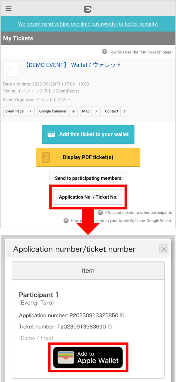 Add tickets to Apple Wallet or Google Wallet